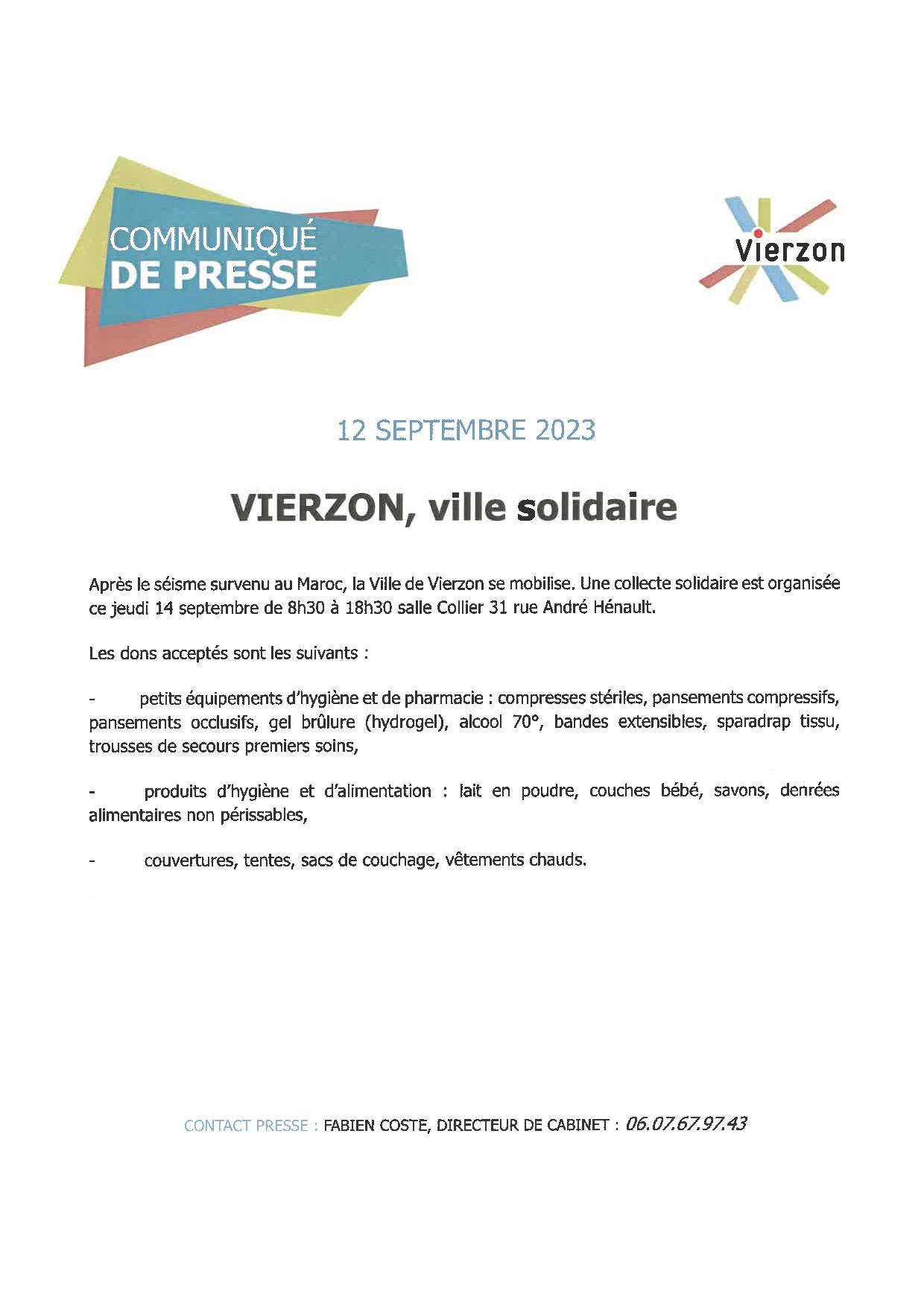 Collecte solidaire en soutien au Maroc – Le village de VOUZERON
